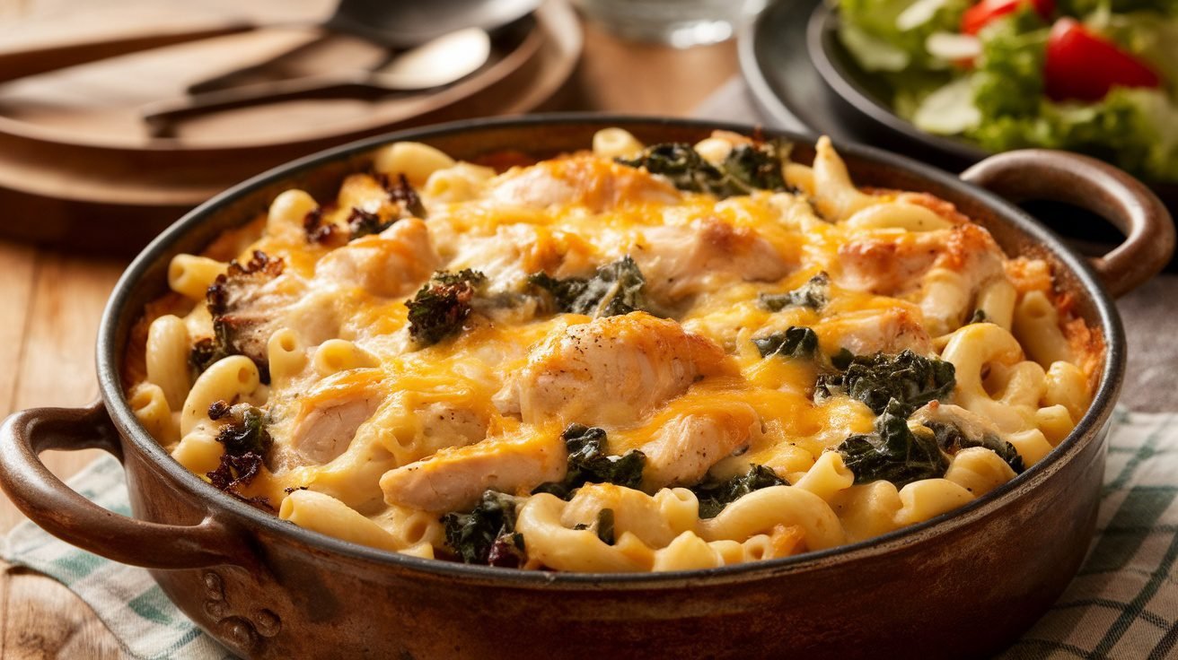 Chicken and Kale Macaroni Bake Recipe - Food Blasts