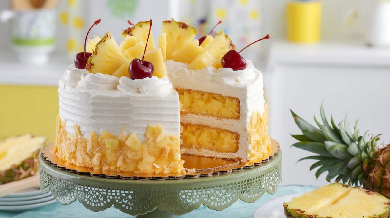 Pineapple Cream Cake Recipe - Food Blasts