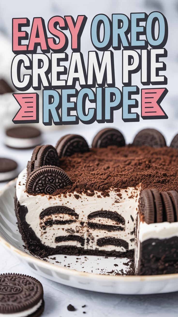 No-Bake Oreo Cream Pie Recipe - Food Blasts
