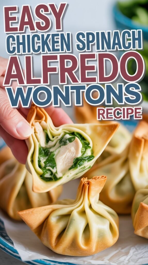 Crispy Chicken Spinach Alfredo Wontons Recipe - Food Blasts