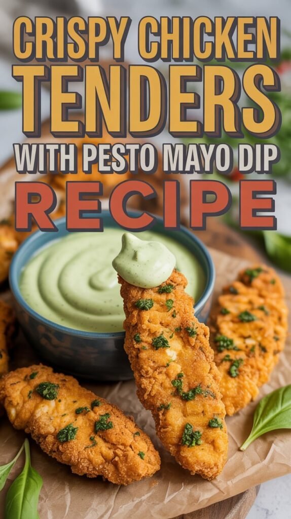 Crispy Chicken Tenders with Pesto Mayo Dip Recipe - Food Blasts