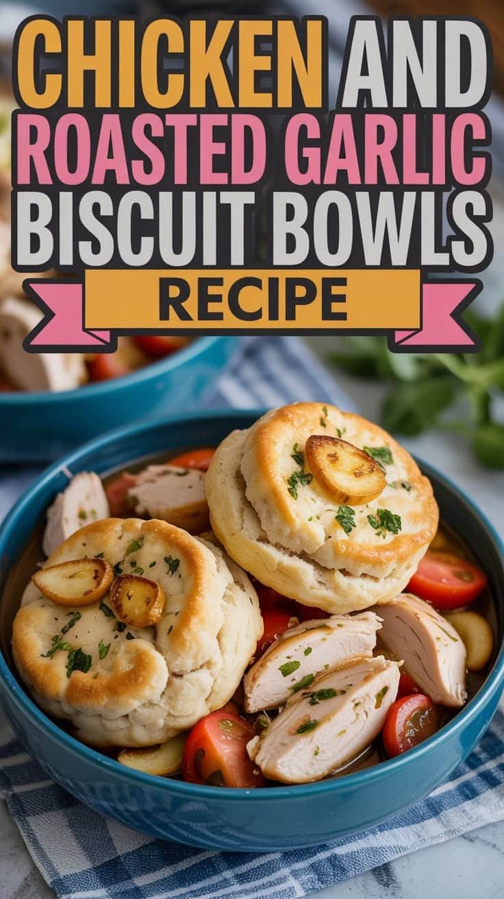 Chicken and Roasted Garlic Biscuit Bowls Recipe - Food Blasts