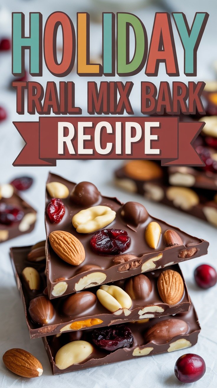 Holiday Trail Mix Bark (Nuts dried, cranberries, dark chocolate) Recipe ...