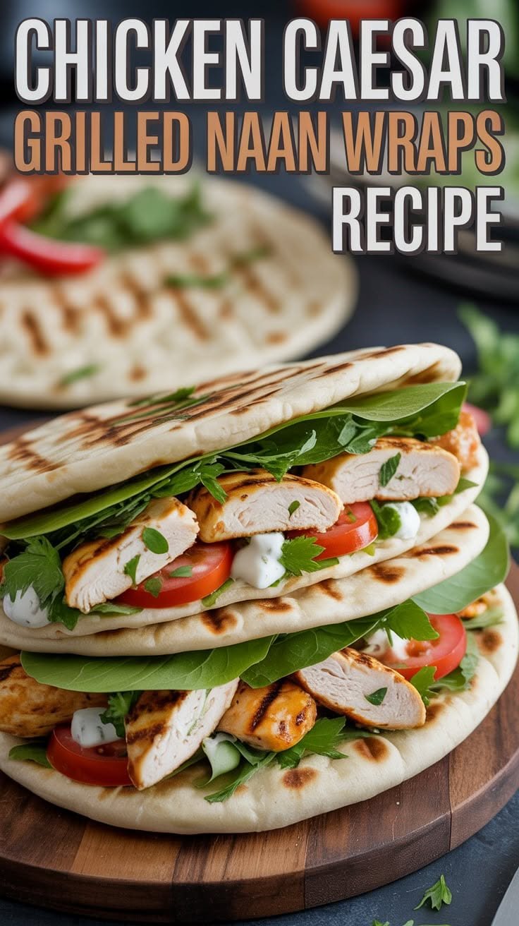 Chicken Caesar Grilled Naan Wraps Recipe - Food Blasts