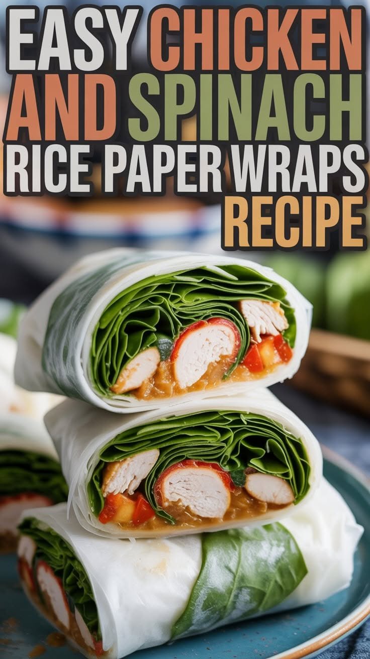 Chicken and Spinach Rice Paper Wraps Recipe - Food Blasts