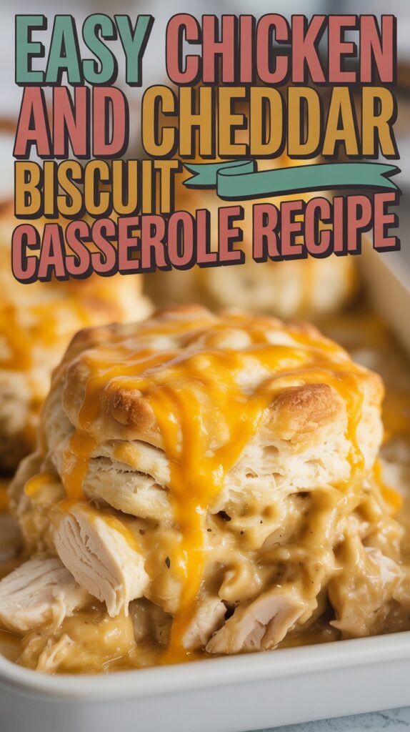 Cheesy Chicken and Cheddar Biscuit Casserole Recipe - Food Blasts