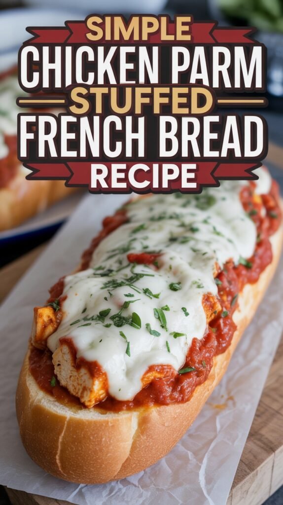 Chicken Parm Stuffed French Bread Recipe - Food Blasts