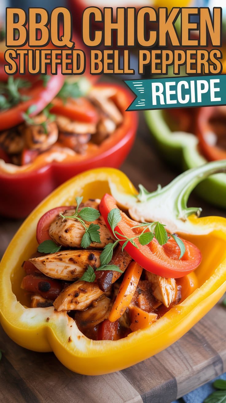 BBQ Chicken Stuffed Bell Peppers Recipe - Food Blasts