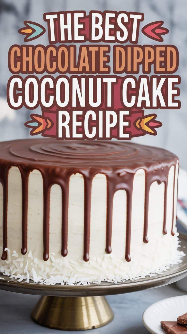 Chocolate Dipped Coconut Cake Recipe - Food Blasts