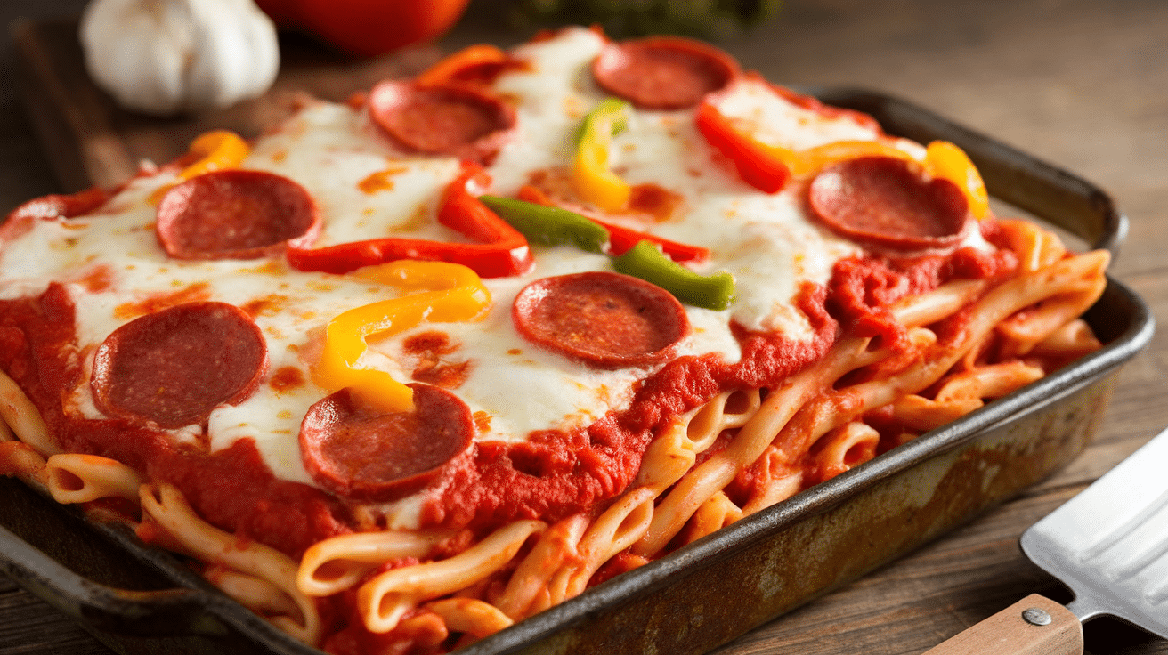 Delicious Pizza Pasta Bake - Food Blasts