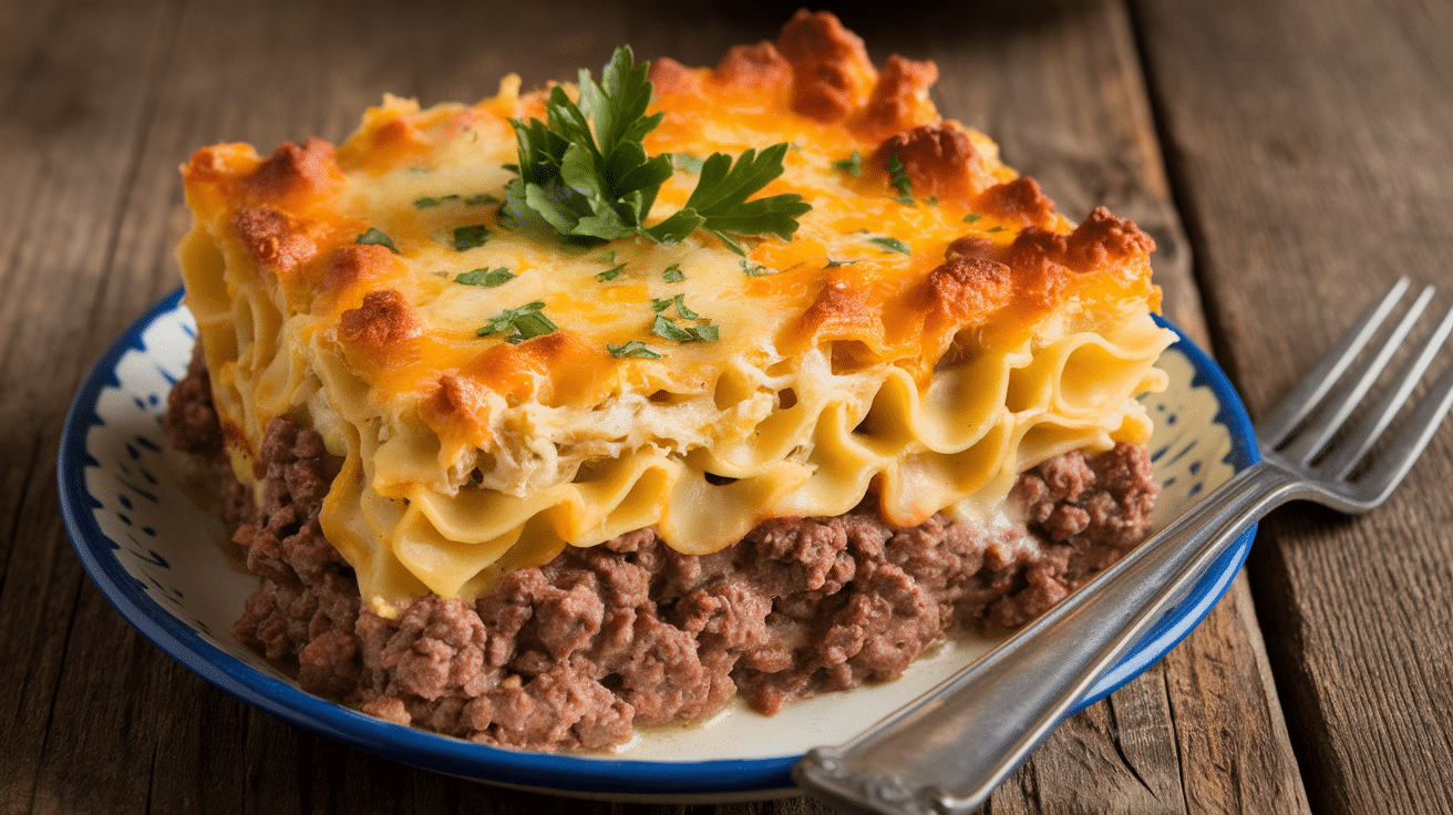 Amish Country Casserole with Ground Beef and Noodles - Food Blasts