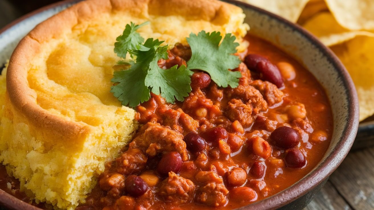 Savory Cornbread Topped Chili Recipe - Food Blasts
