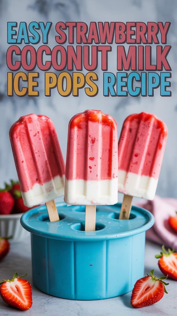 Refreshing Strawberry Coconut Milk Ice Pops Recipe - Food Blasts