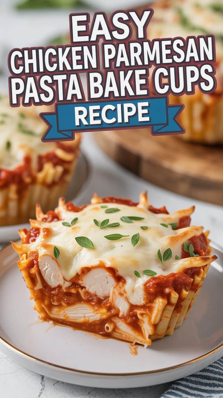 Cheesy Chicken Parmesan Pasta Bake Cups Recipe - Food Blasts