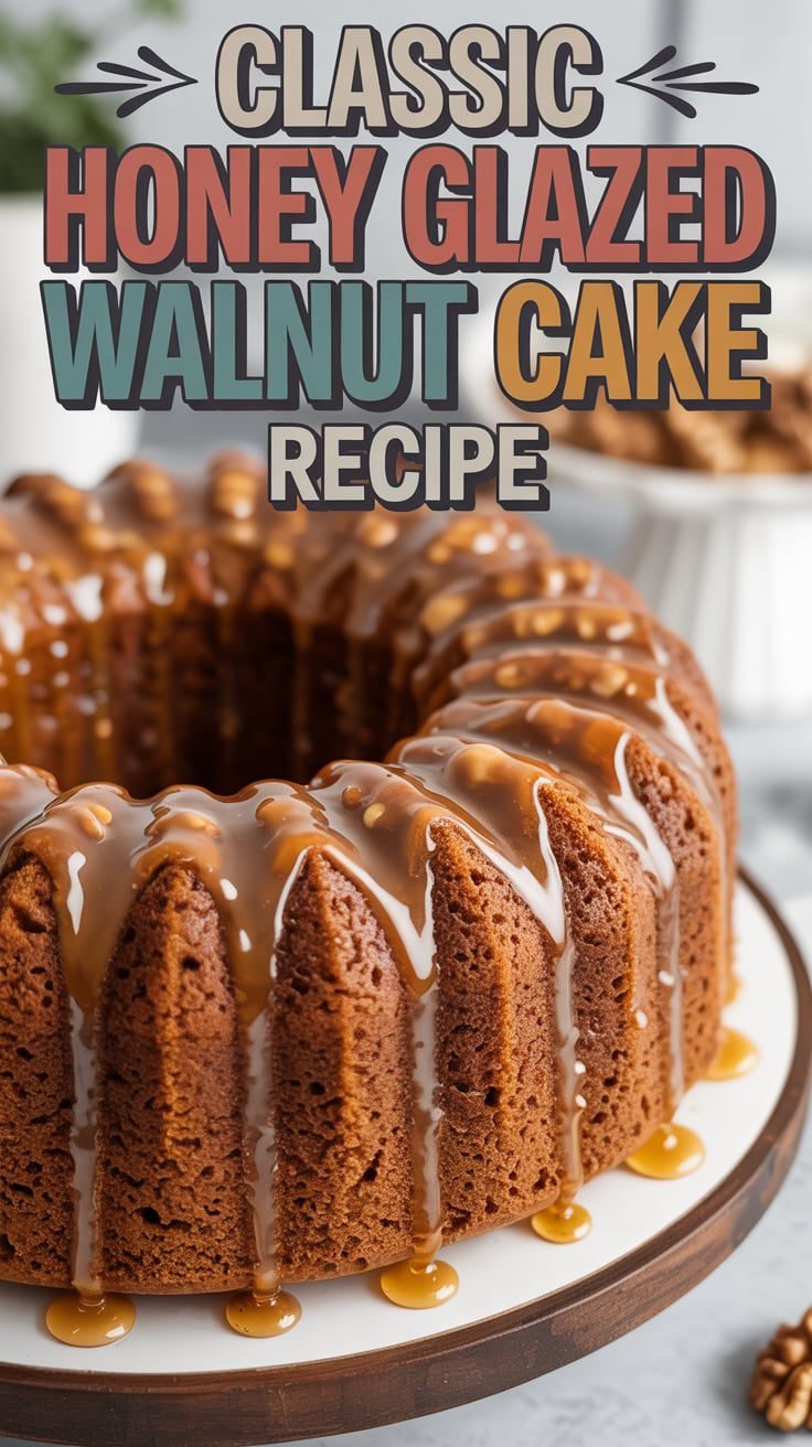 Honey Glazed Walnut Cake Recipe - Food Blasts