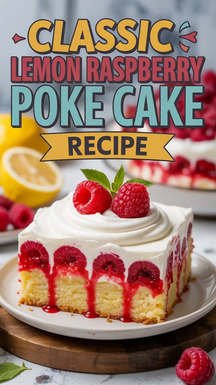 Lemon Raspberry Poke Cake Recipe - Food Blasts