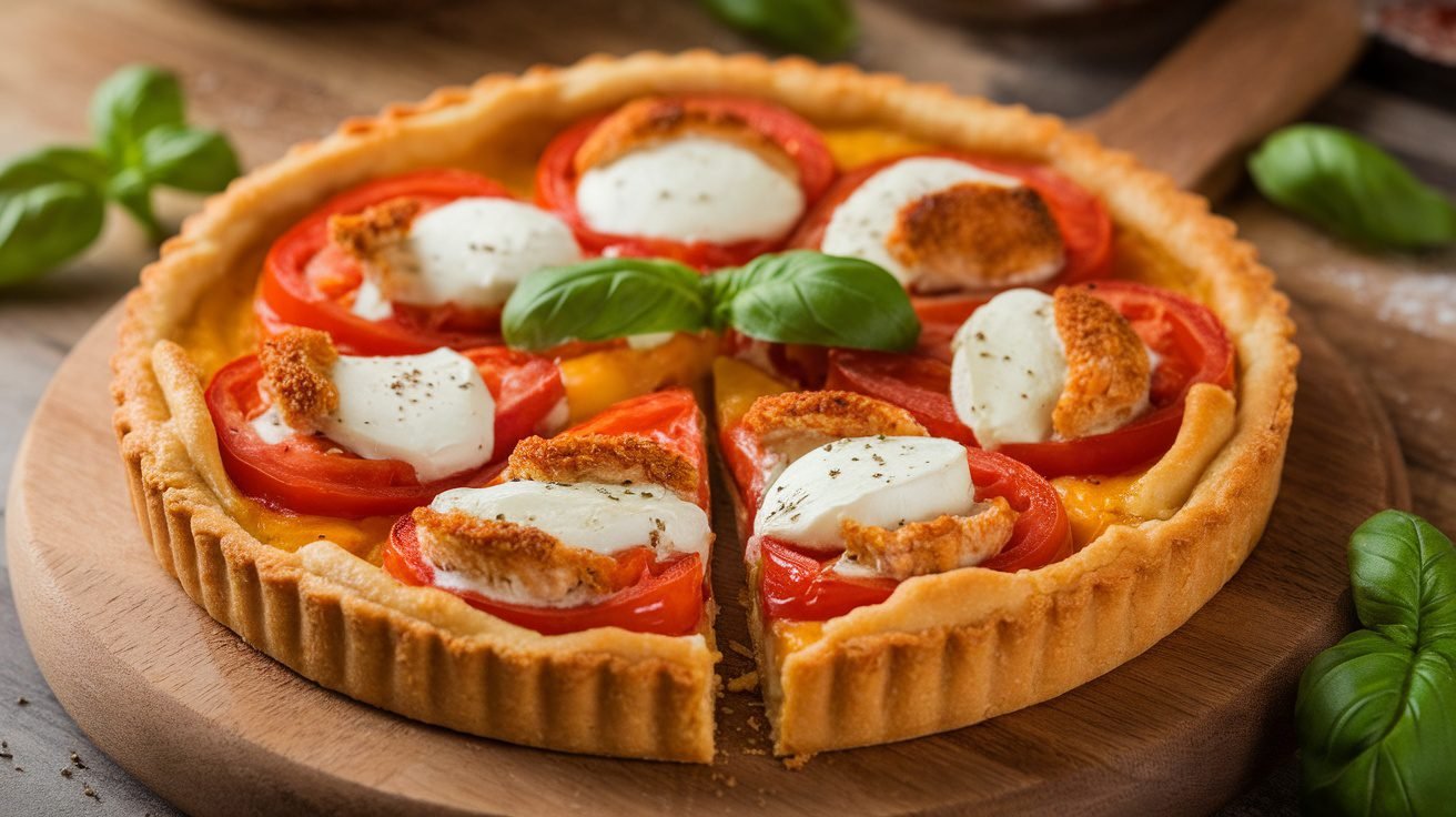 Savory Chicken and Tomato Mozzarella Tart Recipe - Food Blasts