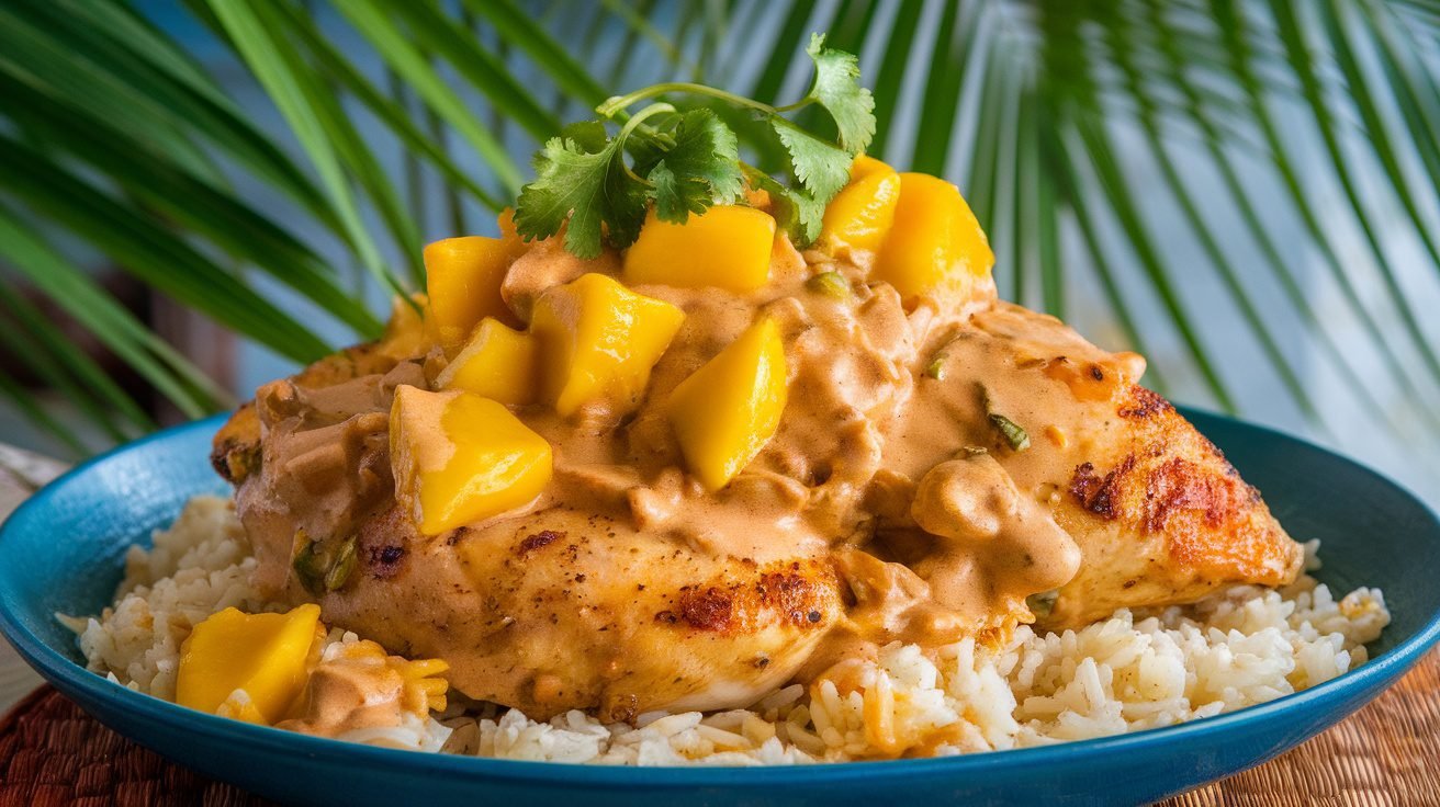 Tropical Coconut Mango Chicken Recipe - Food Blasts
