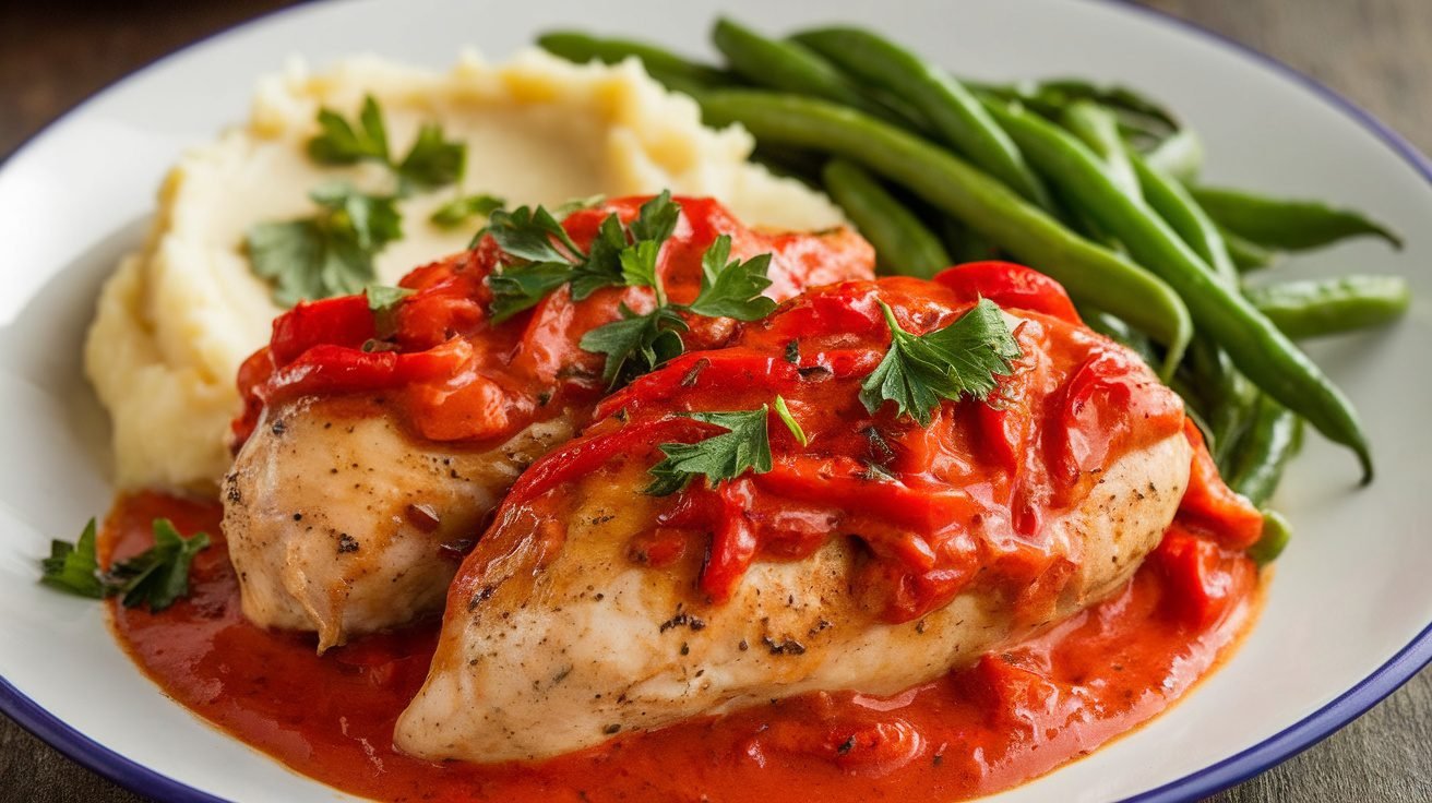 Creamy Roasted Red Pepper Chicken Delight - Food Blasts
