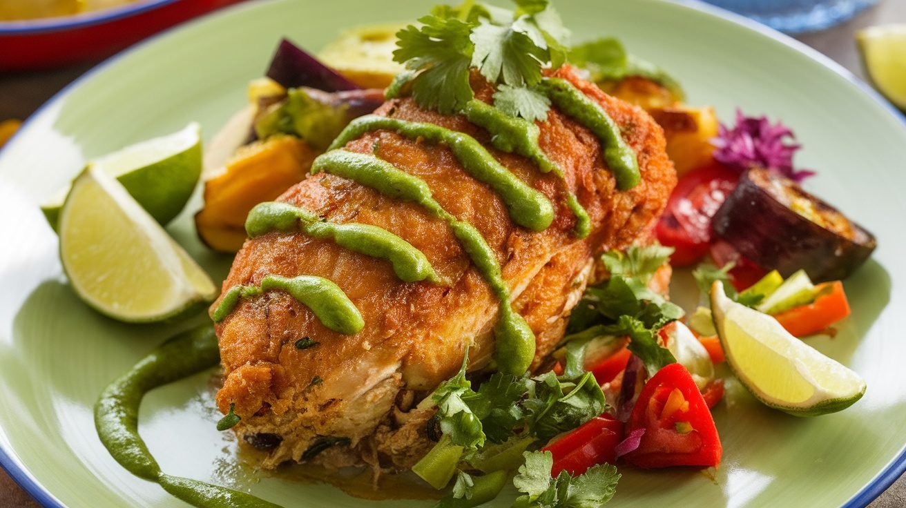 Zesty Peruvian-Style Chicken with Green Sauce Recipe - Food Blasts