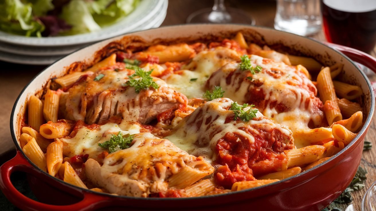 Savory Chicken Cacciatore Pasta Bake Recipe - Food Blasts