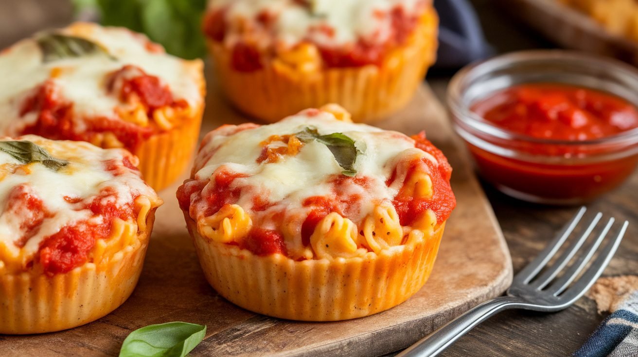 Cheesy Chicken Parmesan Pasta Bake Cups Recipe - Food Blasts