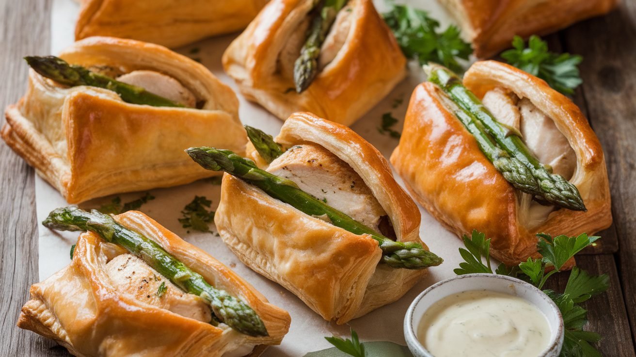 Savory Chicken & Asparagus Puff Pastry Parcels Recipe - Food Blasts