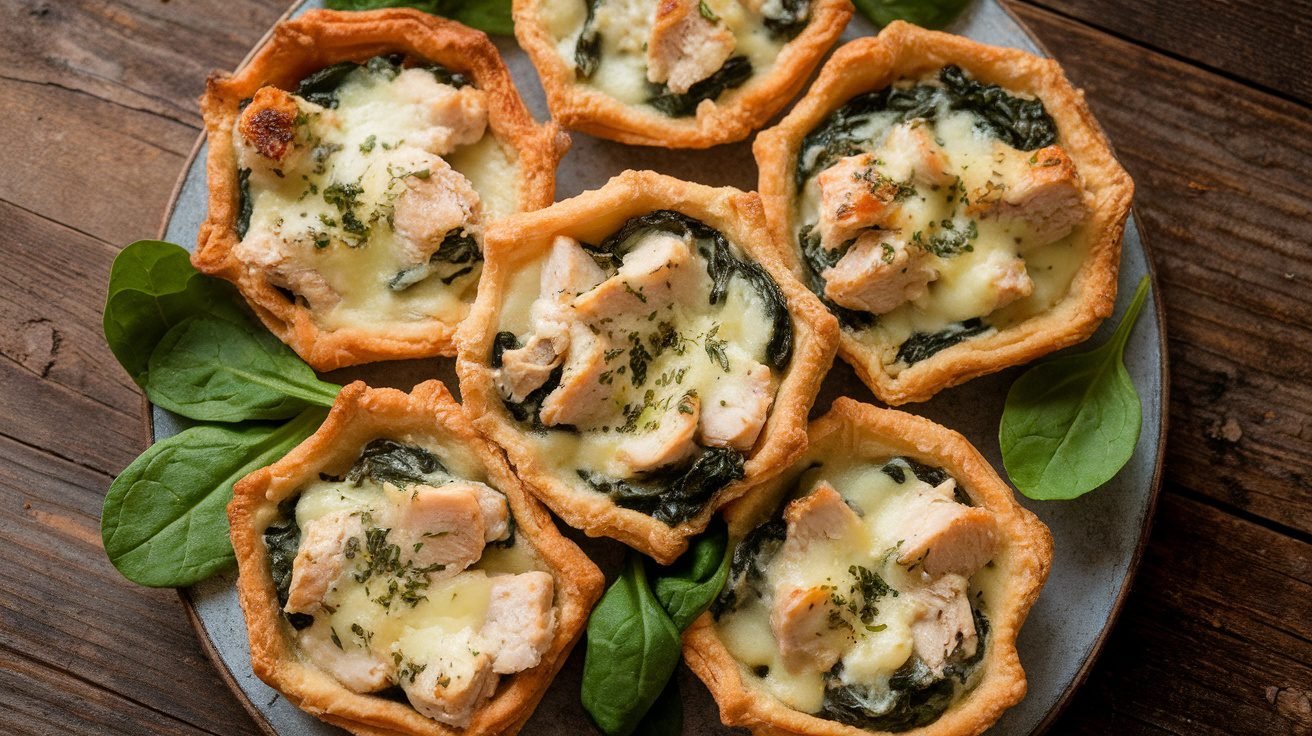 Savory Chicken and Cheese Spinach Tarts Recipe - Food Blasts