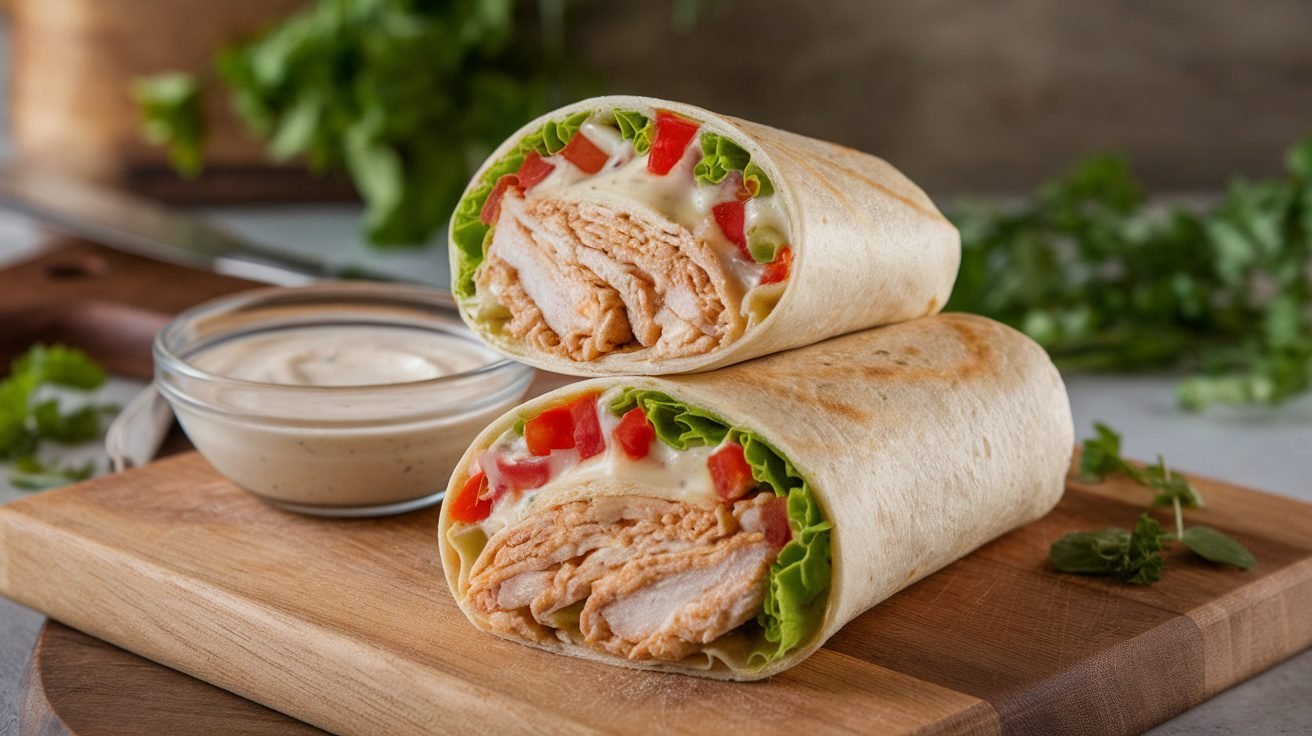 Cheesy Garlic Chicken Wraps Recipe - Food Blasts