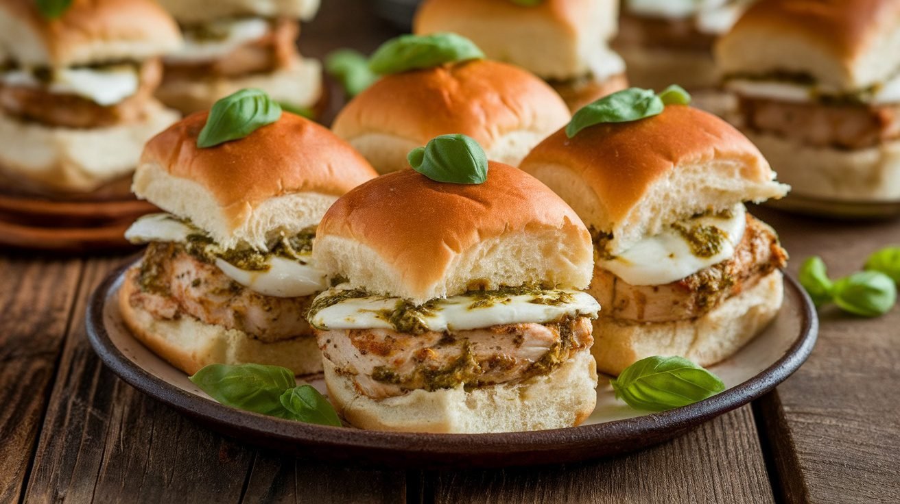 Savory Pesto Chicken Sliders Recipe - Food Blasts