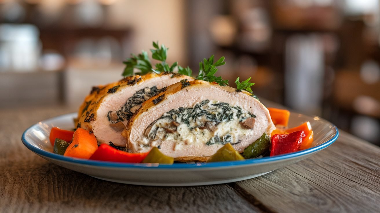 Cheesy Spinach and Mushroom Stuffed Chicken Breast Recipe - Food Blasts