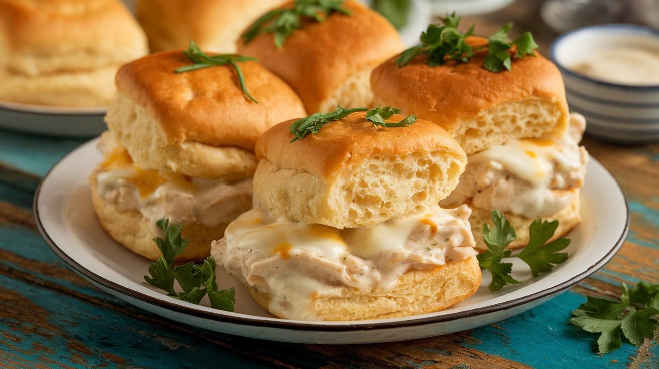Savory Chicken Alfredo Biscuit Sliders Recipe - Food Blasts