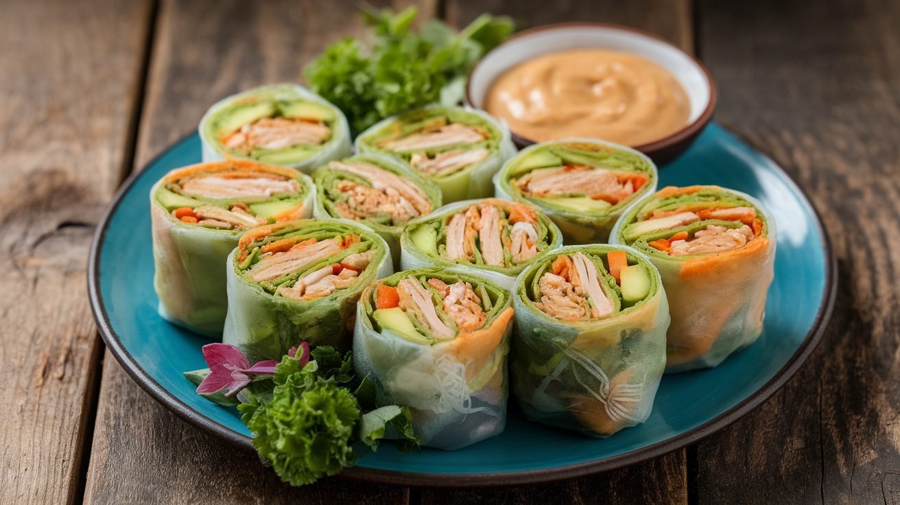 Fresh Chicken and Avocado Spring Rolls Recipe - Food Blasts