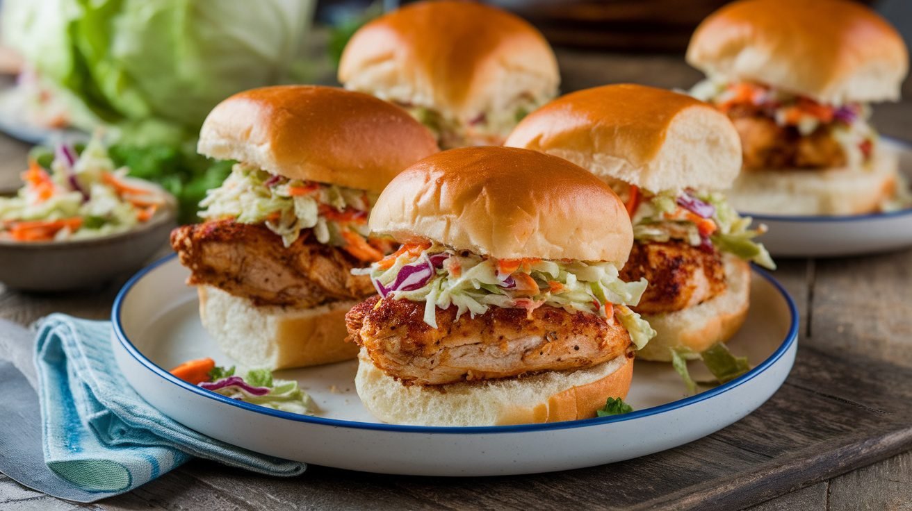 Spicy Cajun Chicken Sliders with Coleslaw Recipe - Food Blasts