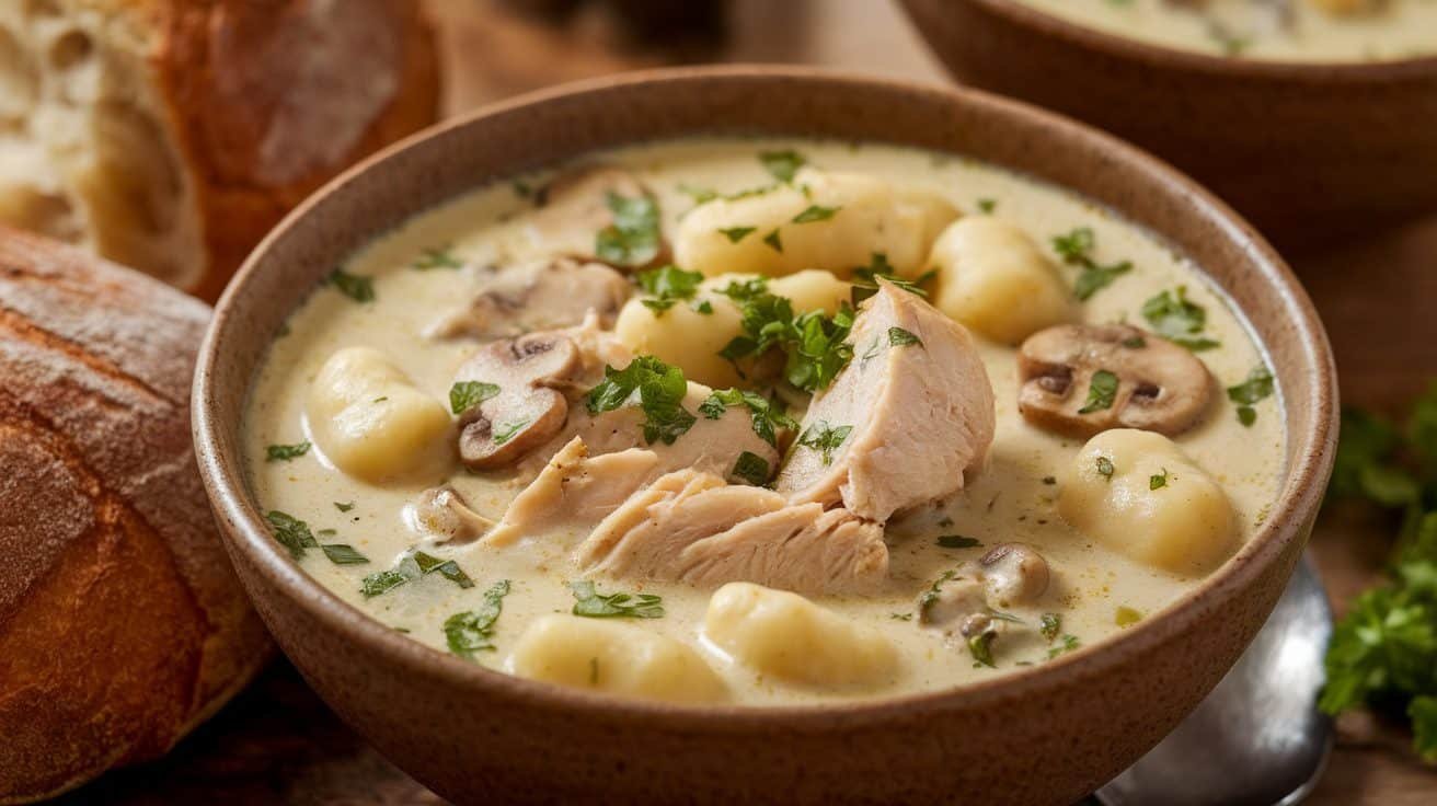 Creamy Chicken Marsala Gnocchi Soup Recipe - Food Blasts