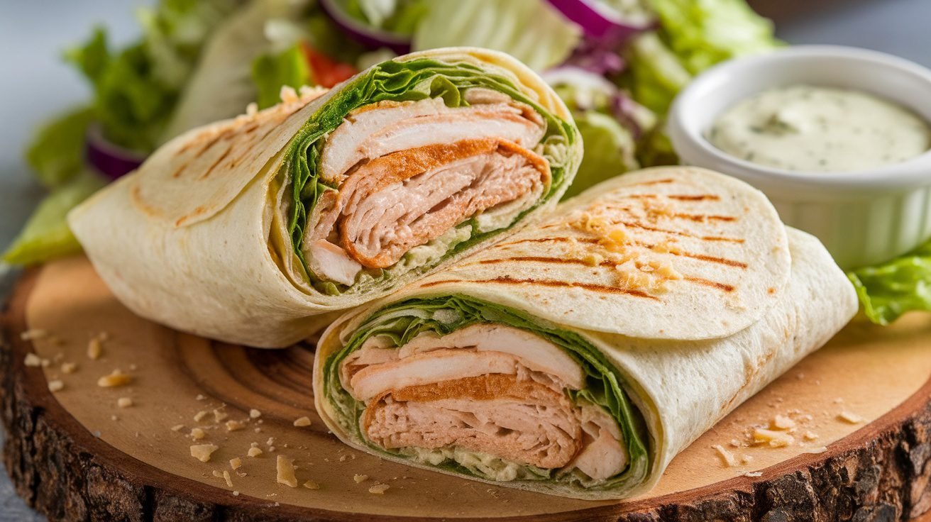 Savory Chicken Caesar Wraps Recipe - Food Blasts