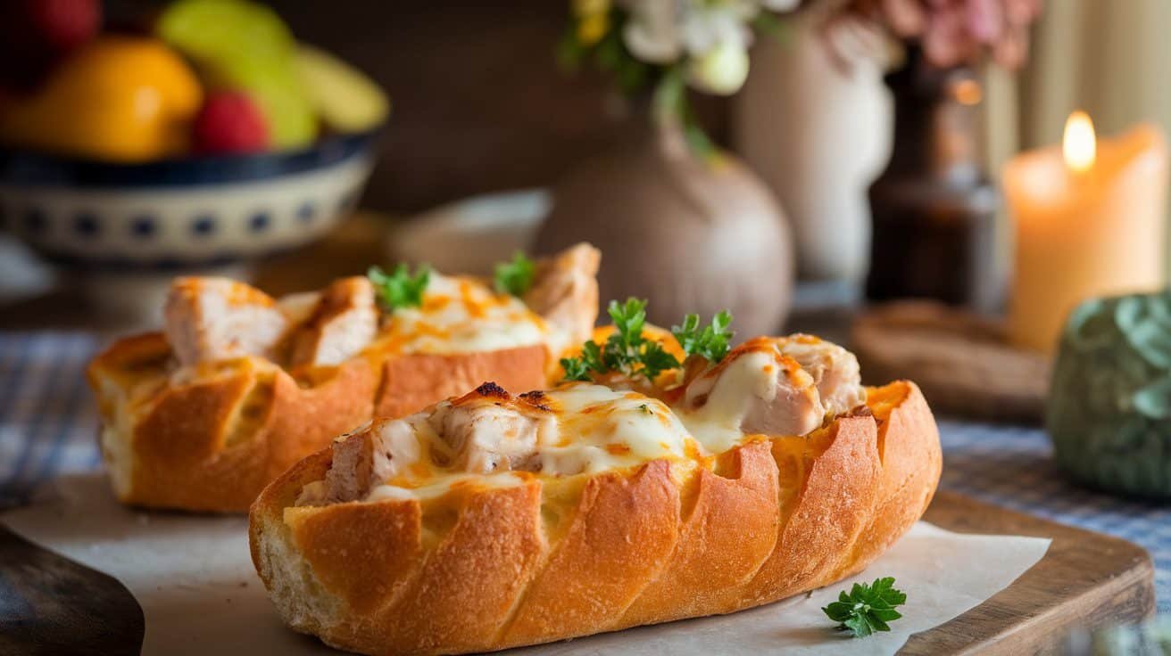 Delicious Chicken Alfredo Bread Boats Recipe - Food Blasts