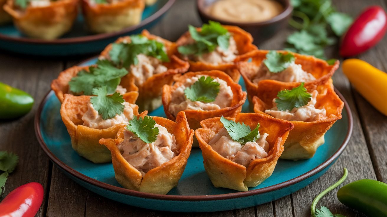 Spicy Chicken Jalapeño Wonton Cups Recipe - Food Blasts