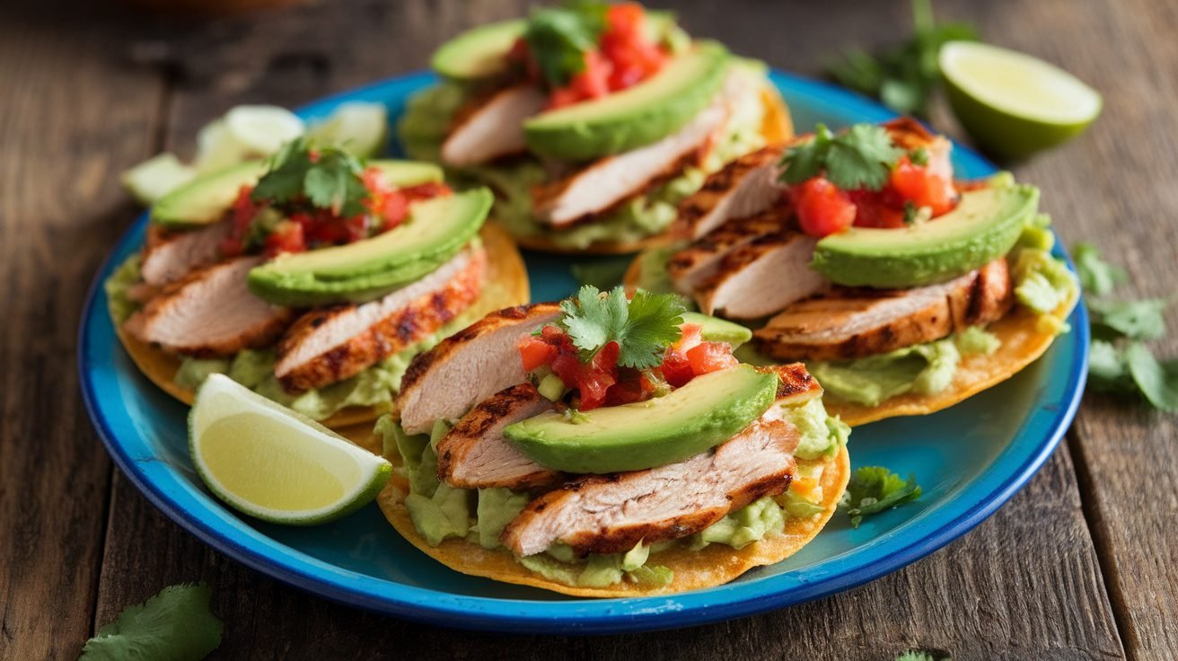 Delicious Chicken and Avocado Grilled Tostadas Recipe - Food Blasts