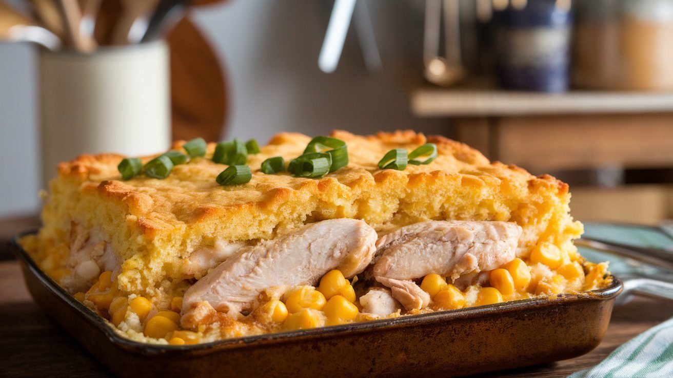 Savory Chicken and Cornbread Bake Recipe - Food Blasts