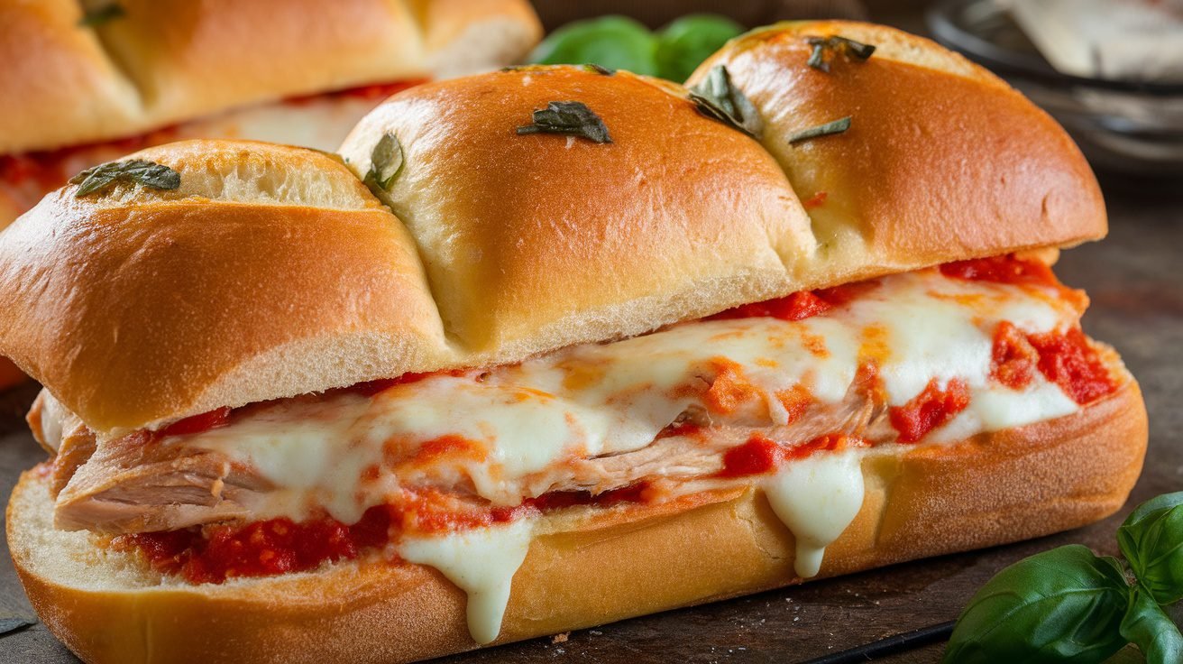 Chicken Parm Stuffed French Bread Recipe - Food Blasts