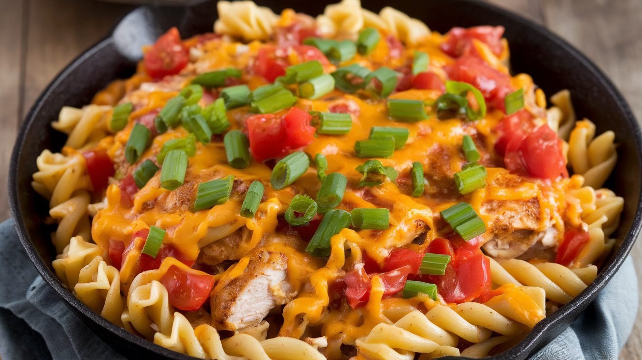 Cheesy Chicken Nacho Pasta Skillet Recipe - Food Blasts