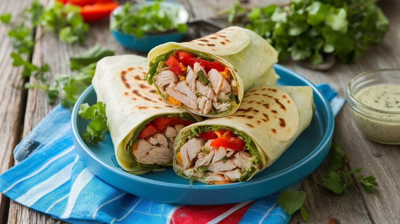Delicious Chicken and Roasted Red Pepper Wraps Recipe - Food Blasts