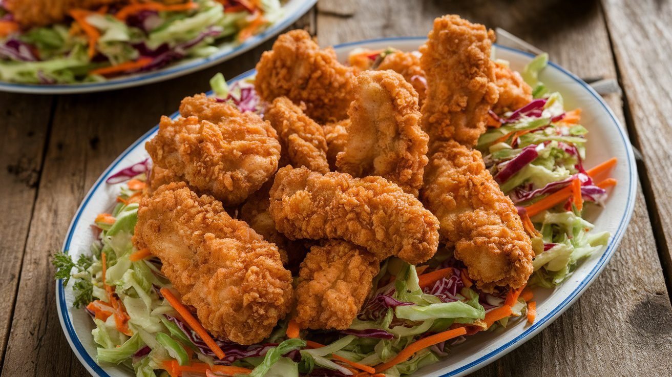 Crispy Chicken Tenders with Cajun Slaw Recipe - Food Blasts