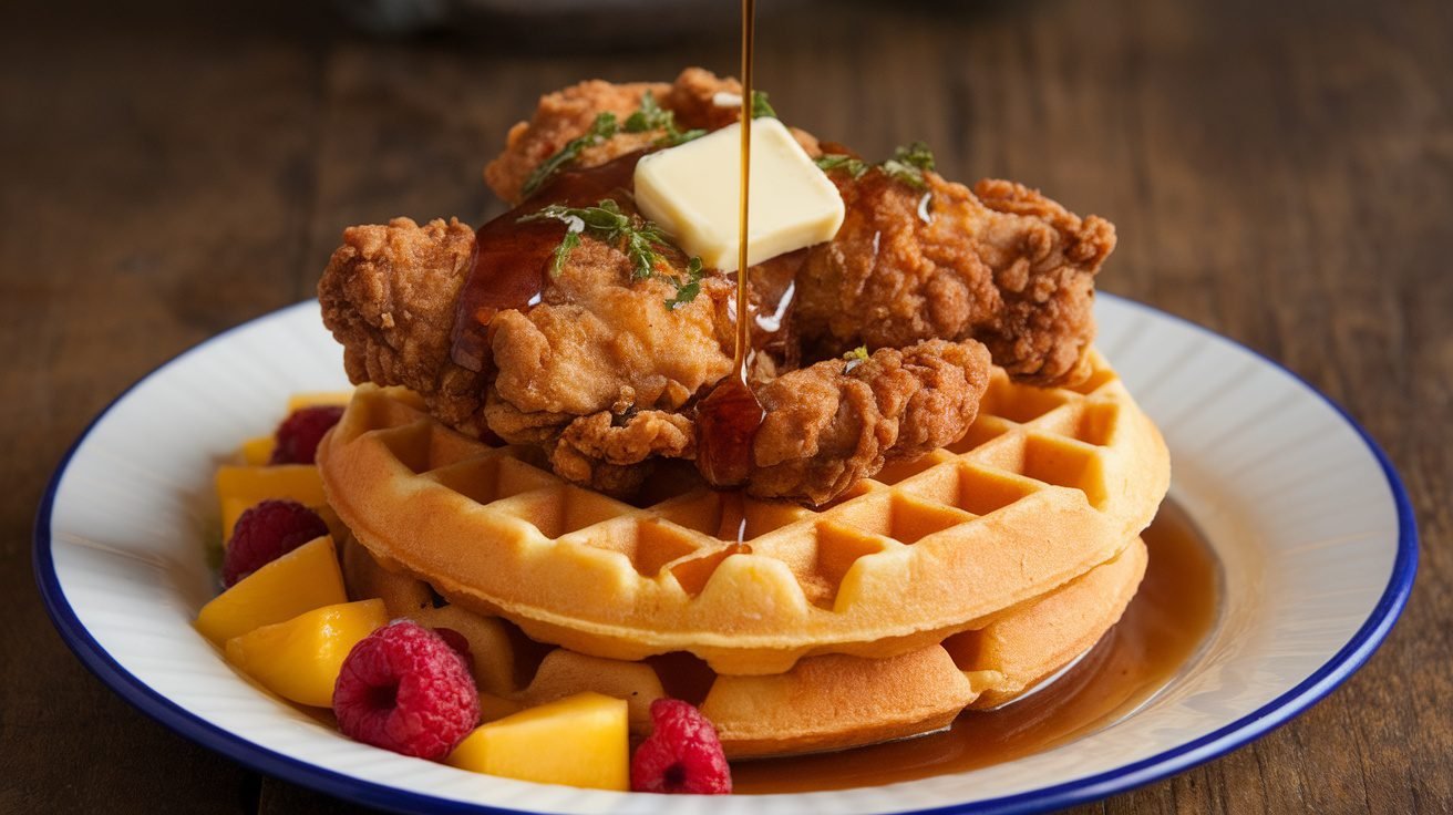 Savory Chicken and Cornbread Waffles Recipe - Food Blasts