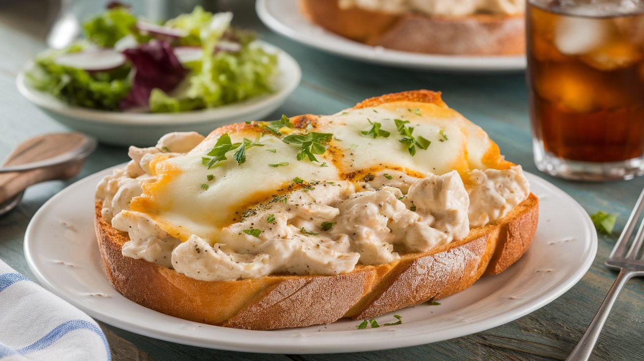 Chicken Alfredo Garlic Bread Melts Recipe - Food Blasts