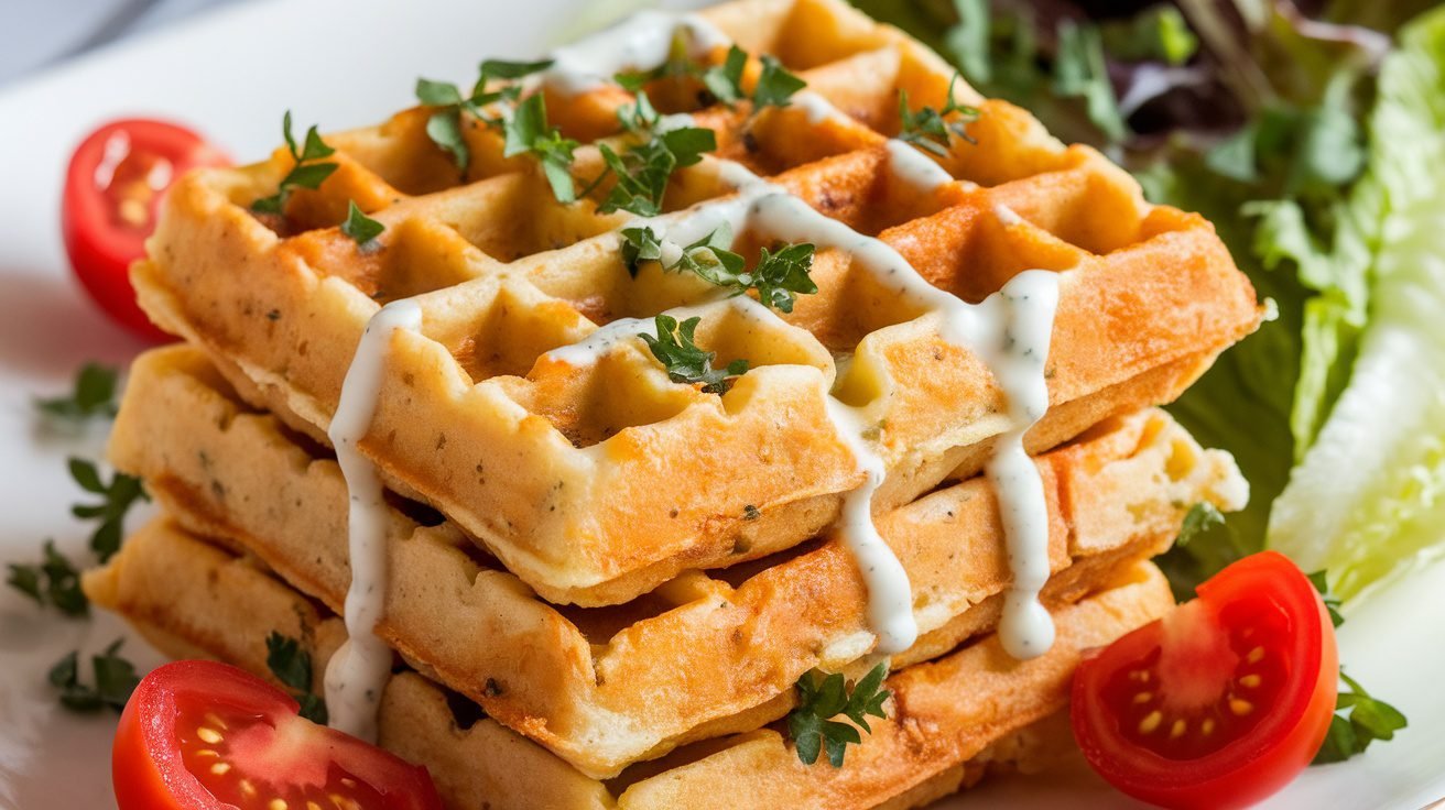 Chicken Caesar Lasagna Waffles Recipe - Food Blasts