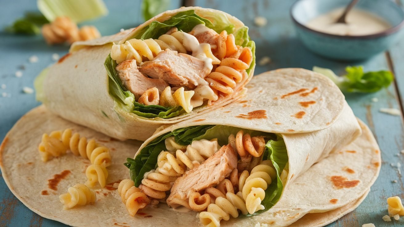 Chicken Caesar Pasta Salad Wraps Recipe - Food Blasts