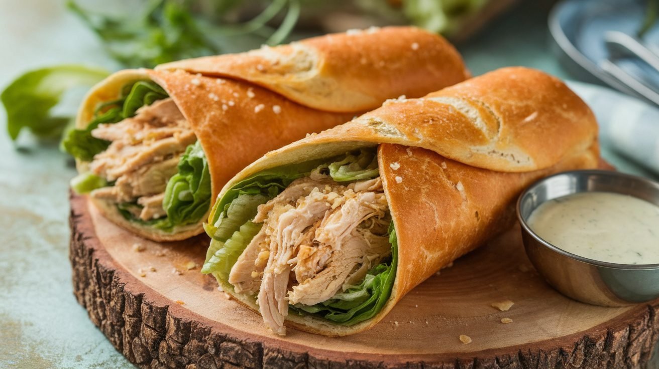 Chicken Caesar Pretzel Wraps Recipe - Food Blasts