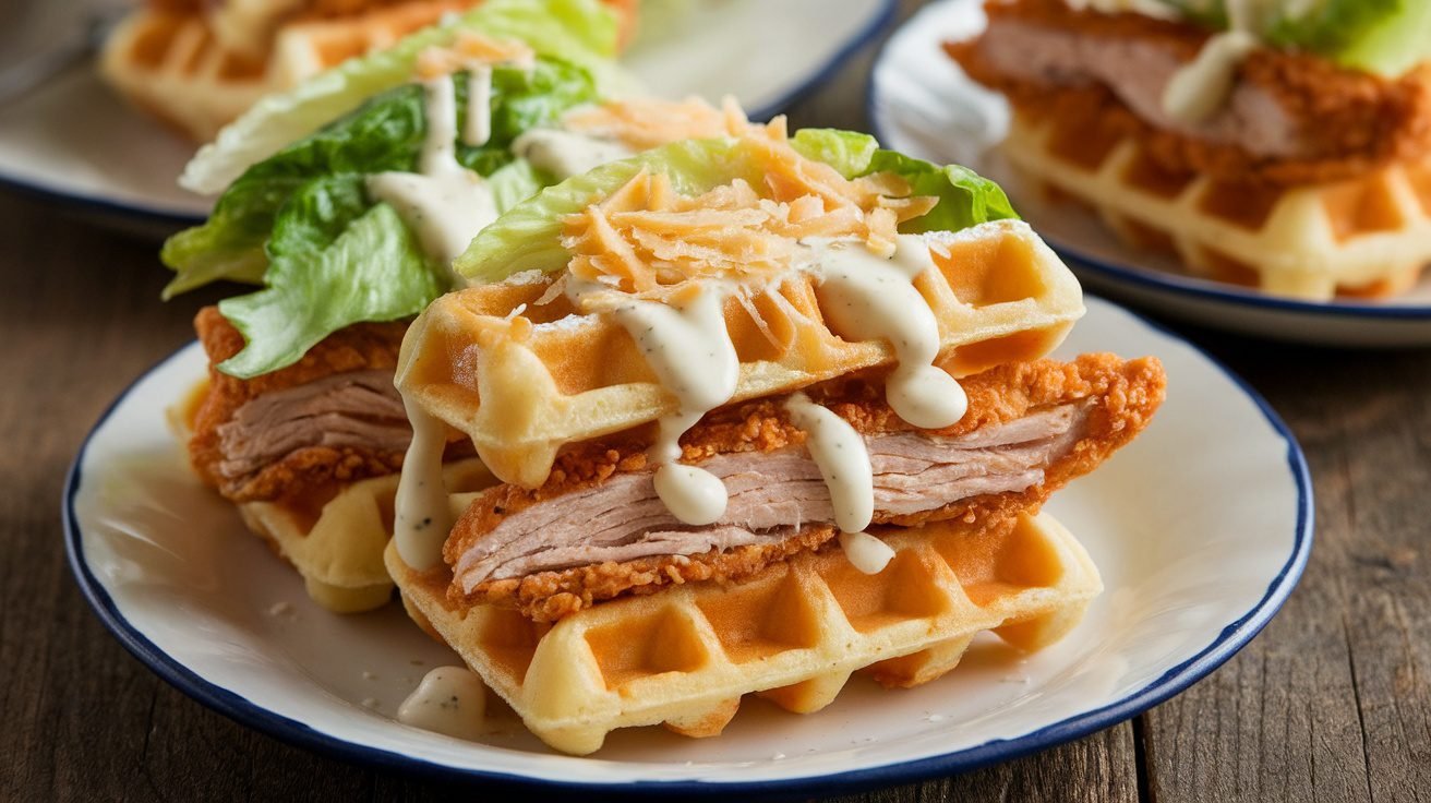 Chicken Caesar Waffle Sliders Recipe - Food Blasts